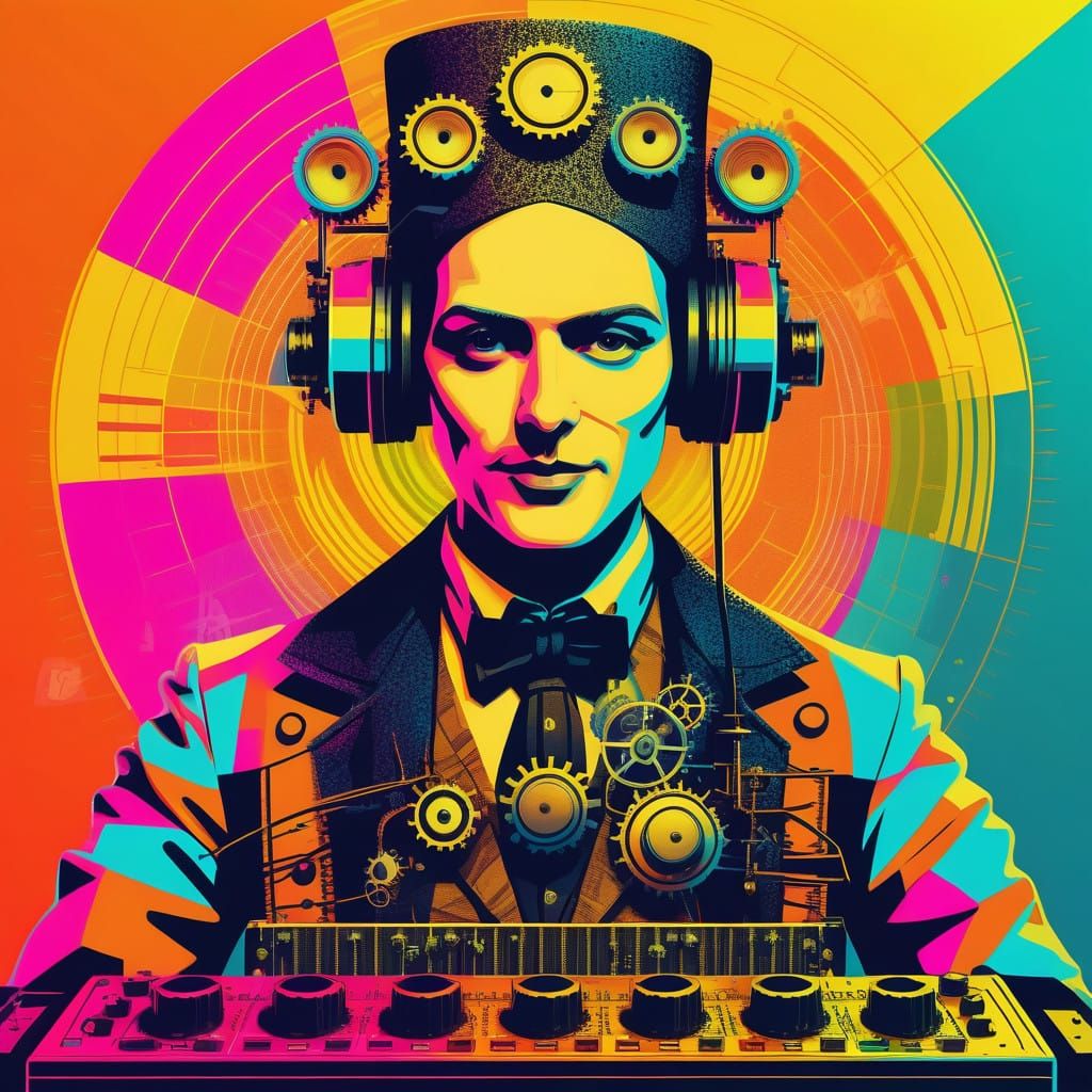 Steampunk Sound Engineer in Vibrant Pop Art - AI Art