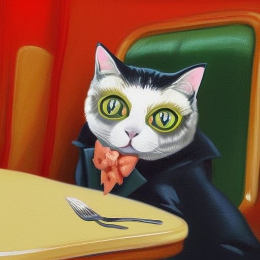 a sophisticated cat goes to the diner - AI Generated Artwork ...