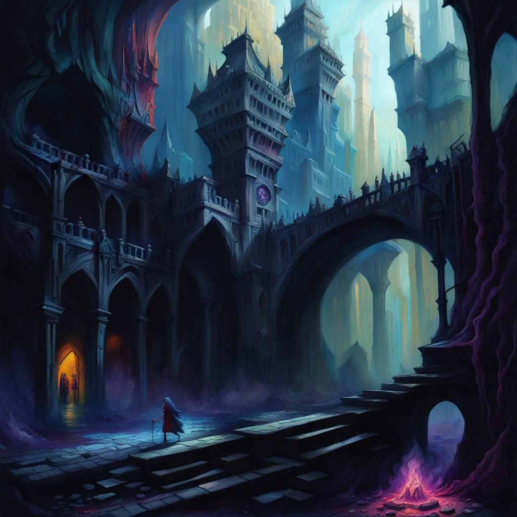 subterranean citiey and fortresse, underdark, D&D, Menzobarazan, Drow ...