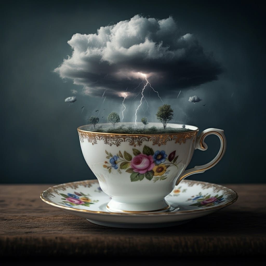 A storm inside a teacup - Surreal Storm Whirls Inside Antiqu...