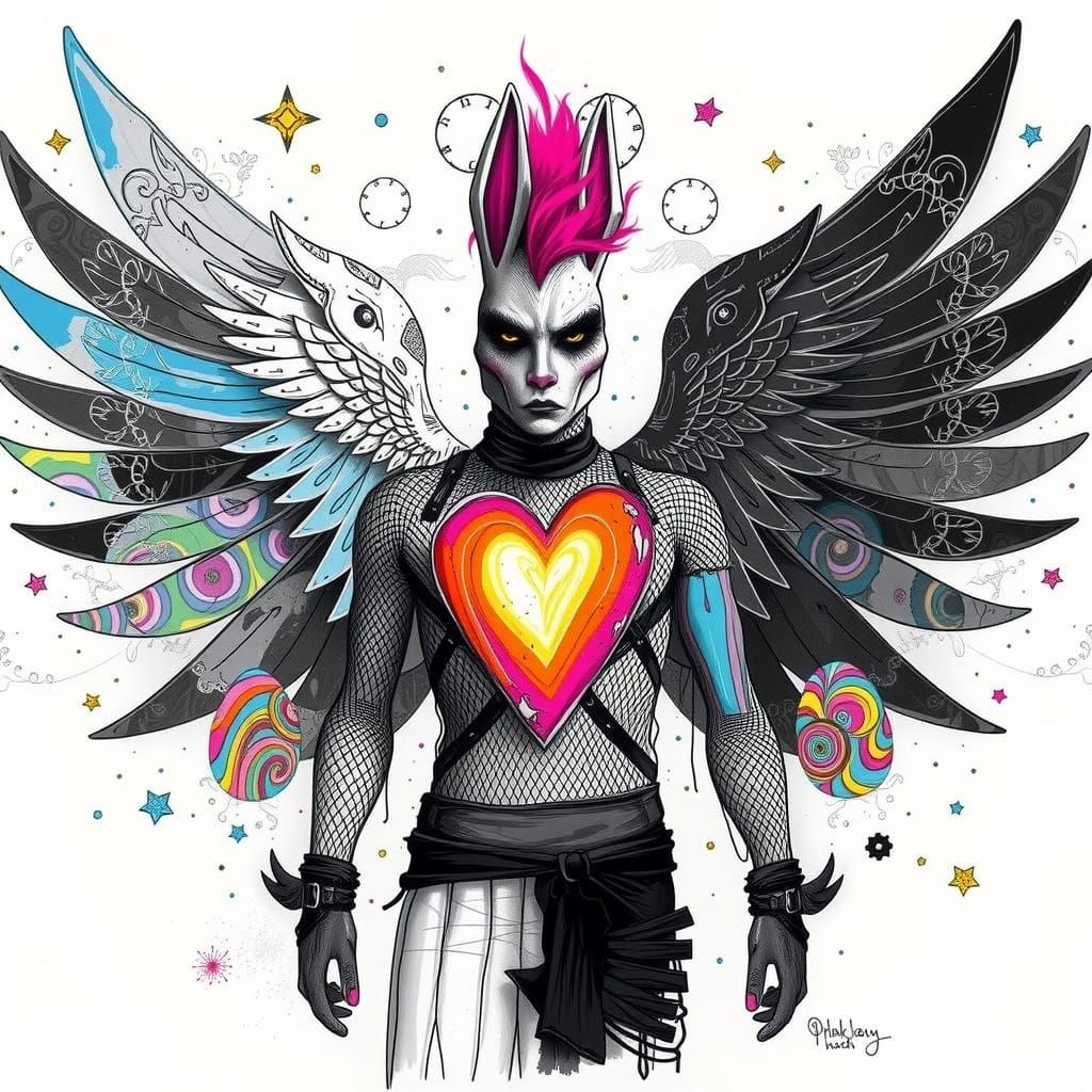 Kids Crayon drawings of punk goth Easter Bunny ,surreal child's drawing ...