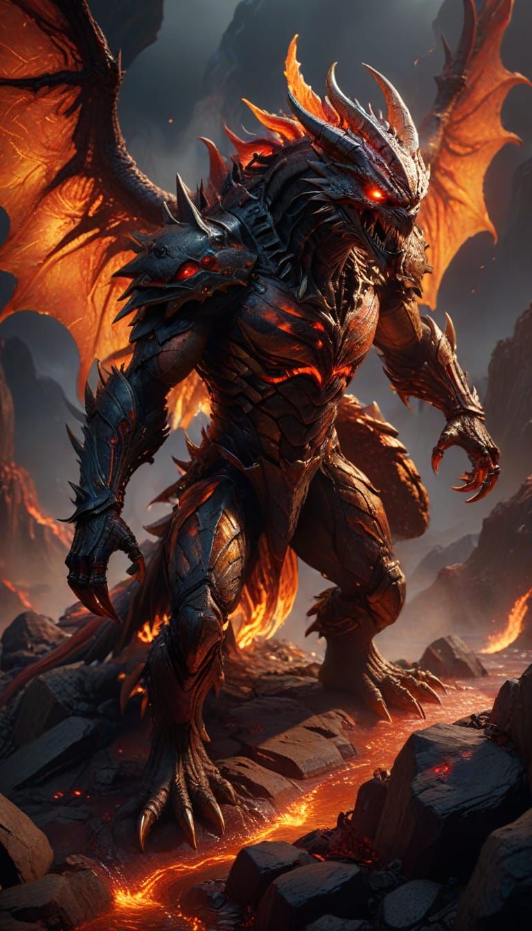 Molten Winged Predator Unleashes Fury on Volcanic ... - AI Art
