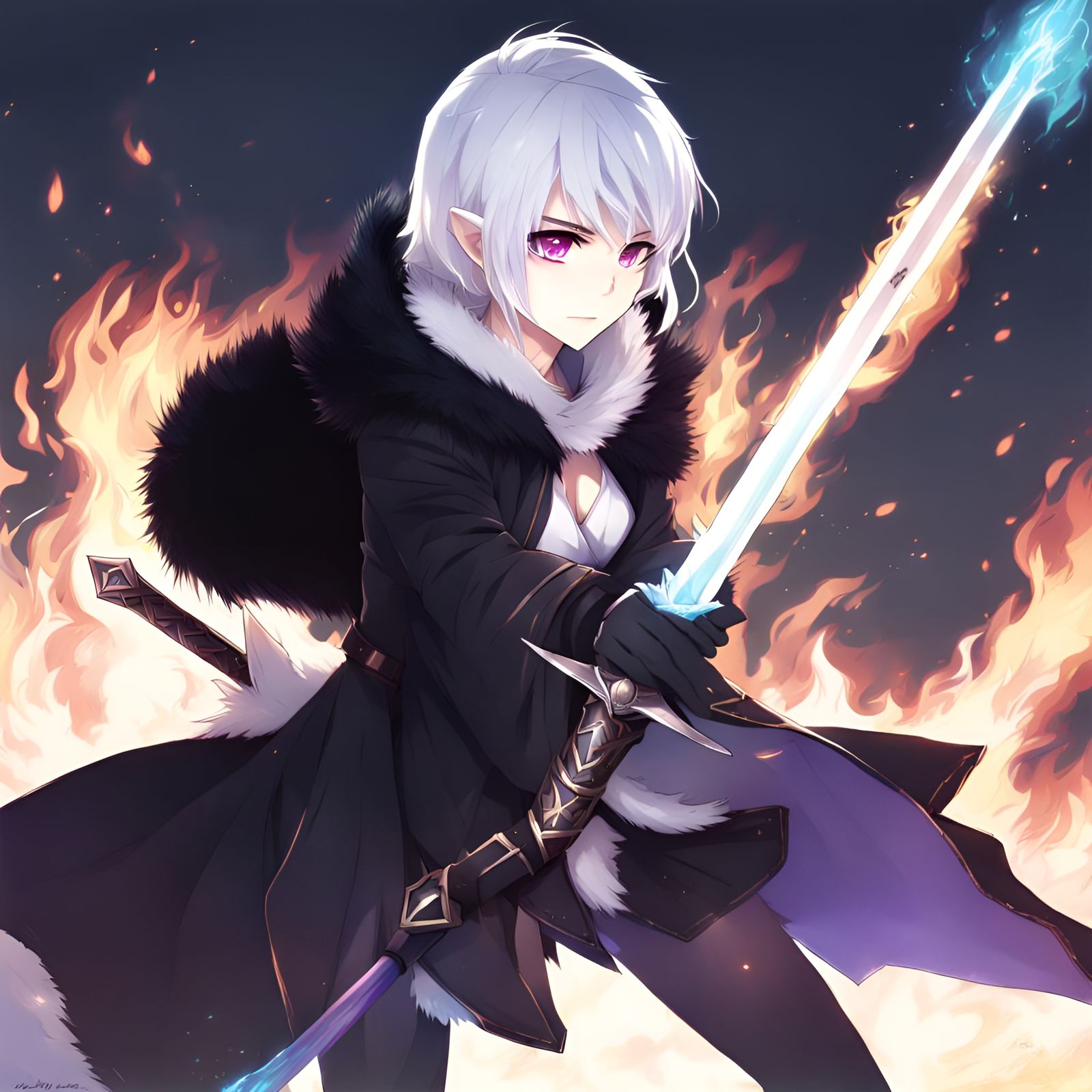 Aether with flame blade - AI Generated Artwork - NightCafe Creator