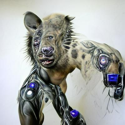 Cyborg hyena humanoid hyperrealism - AI Generated Artwork - NightCafe ...