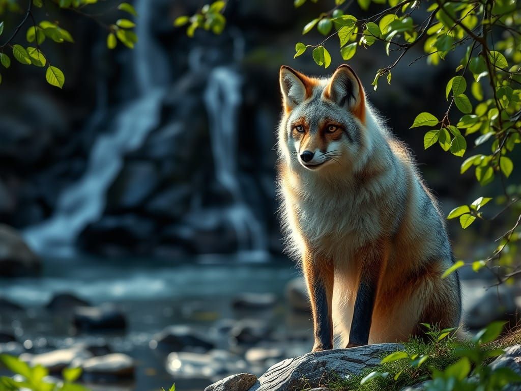 Majestic fox, complex background - Majestic Fox in a Serene ...