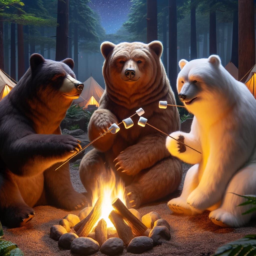3 bears marshmallows - AI Generated Artwork - NightCafe Creator