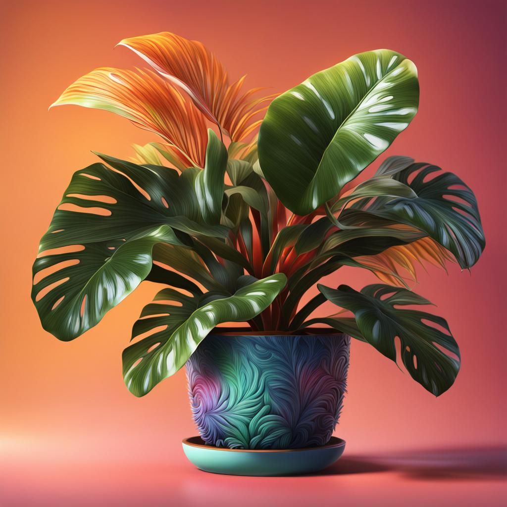 Beautiful potted tropical plant - AI Generated Artwork - NightCafe Creator