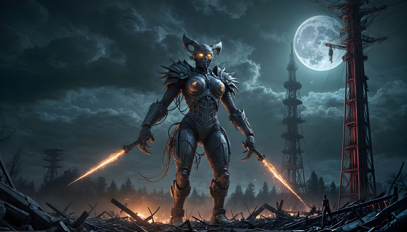 Giant Female Monster Destroys Chernobyl Pylon Unde... - AI Art