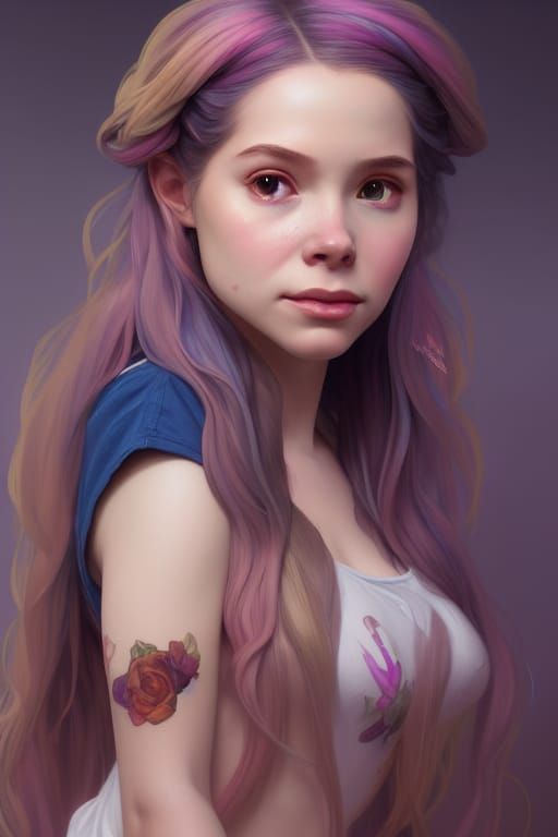 Belle Delphine, head and shoulders portrait, 8k resolution concept art portrait by Greg ...