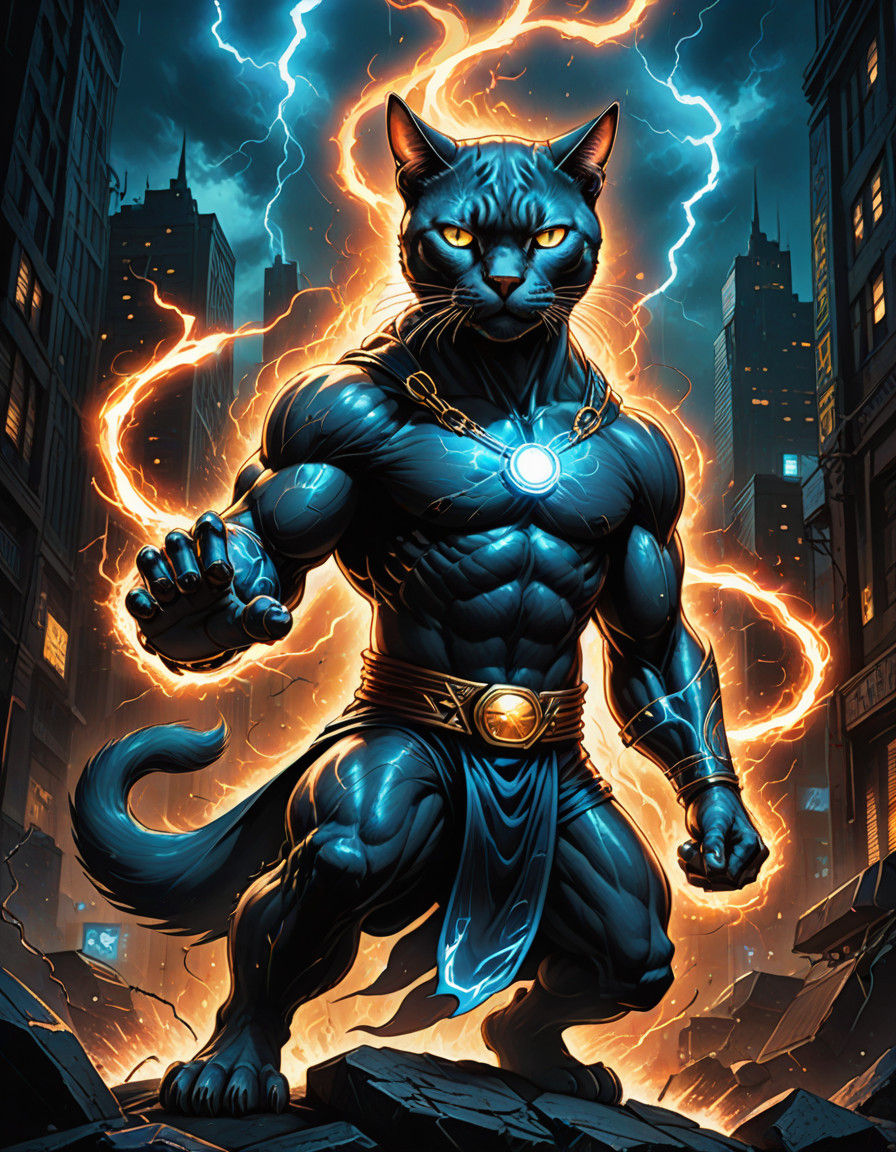 Storm-cat, guardian of the city - Heroic Burmese Monk Cat St...