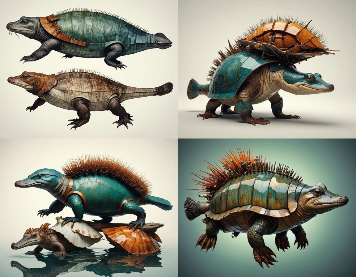 Fantastical Aquatic Creatures in Vibrant Cyberpunk... - AI Art