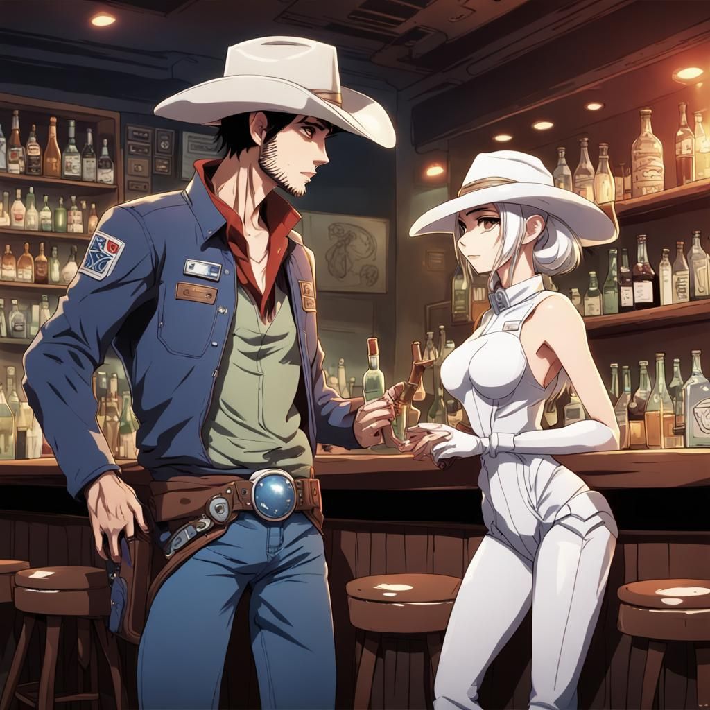 two people meeting in a bar - Anime - AI Generated Artwork - NightCafe ...