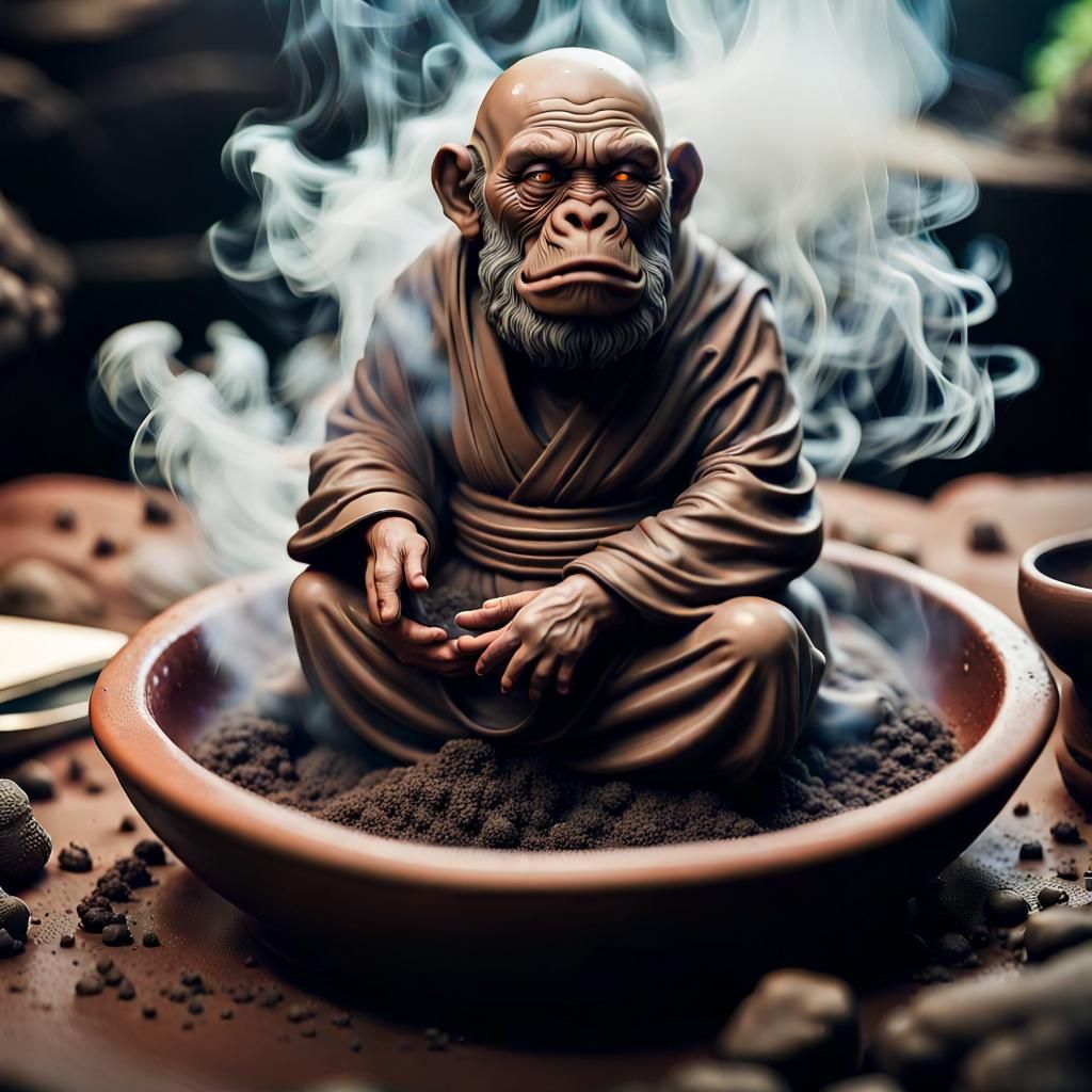 Smoking vessel: Monk ape - AI Generated Artwork - NightCafe Creator