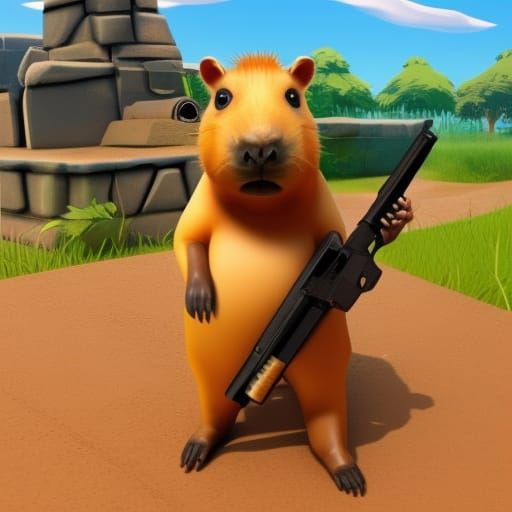 fortnight capybara whit a gun skin,cute - AI Generated Artwork ...