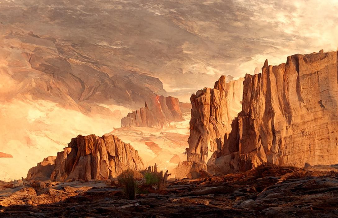 Cliffs in Morning Light - AI Generated Artwork - NightCafe Creator