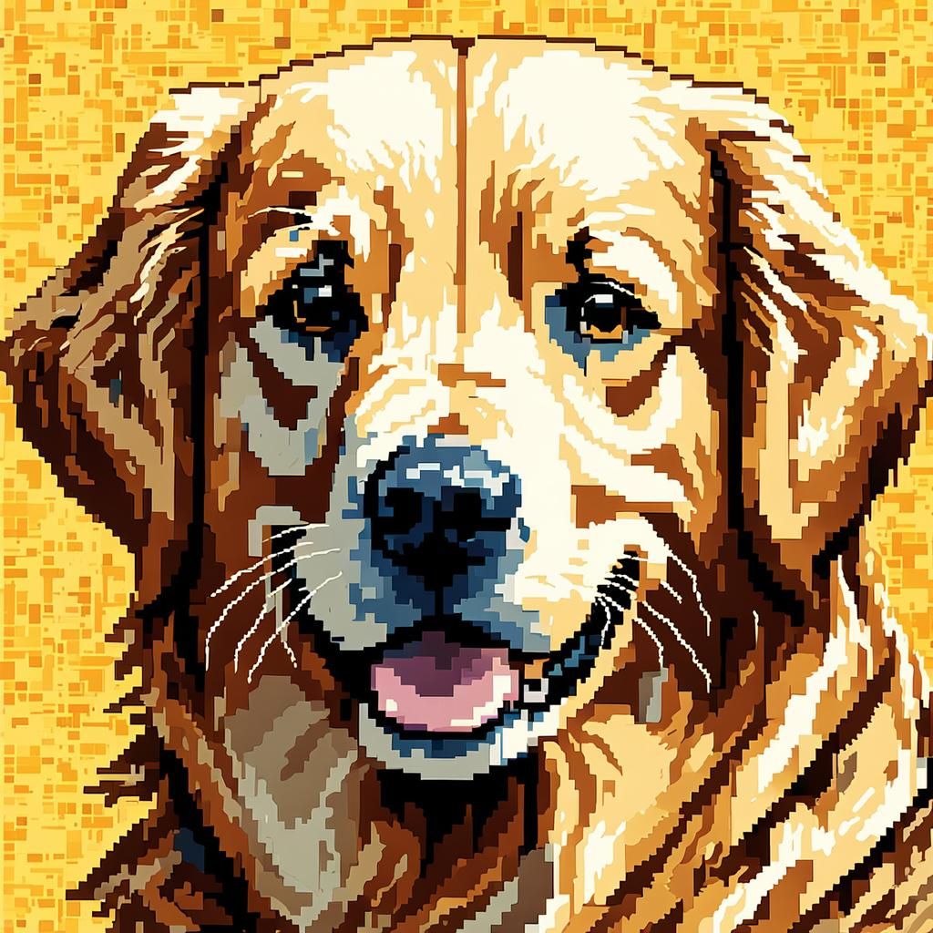 Golden retriever made of pixels - AI Generated Artwork - NightCafe Creator