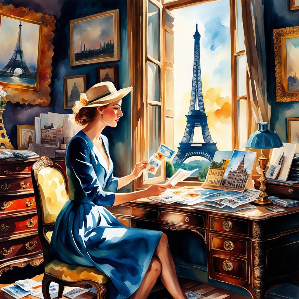 Reading Postcards (1) - AI Generated Artwork - NightCafe Creator