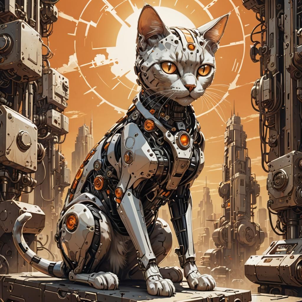 cyborg cat - AI Generated Artwork - NightCafe Creator