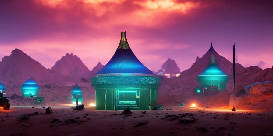 Cybedouin Yurts - AI Generated Artwork - NightCafe Creator