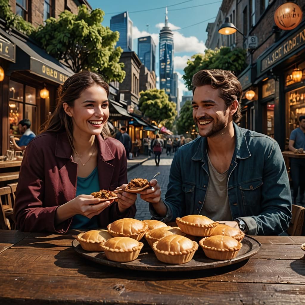 Eating... Meat Pies in Auckland - AI Generated Artwork - NightCafe Creator