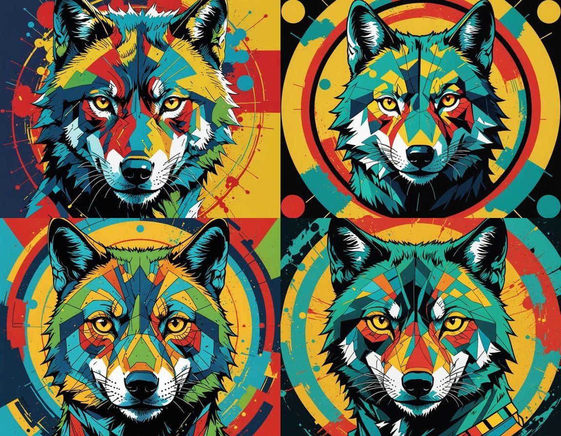 Golden Ratio Symmetry in Triadic Pop Art - AI Art