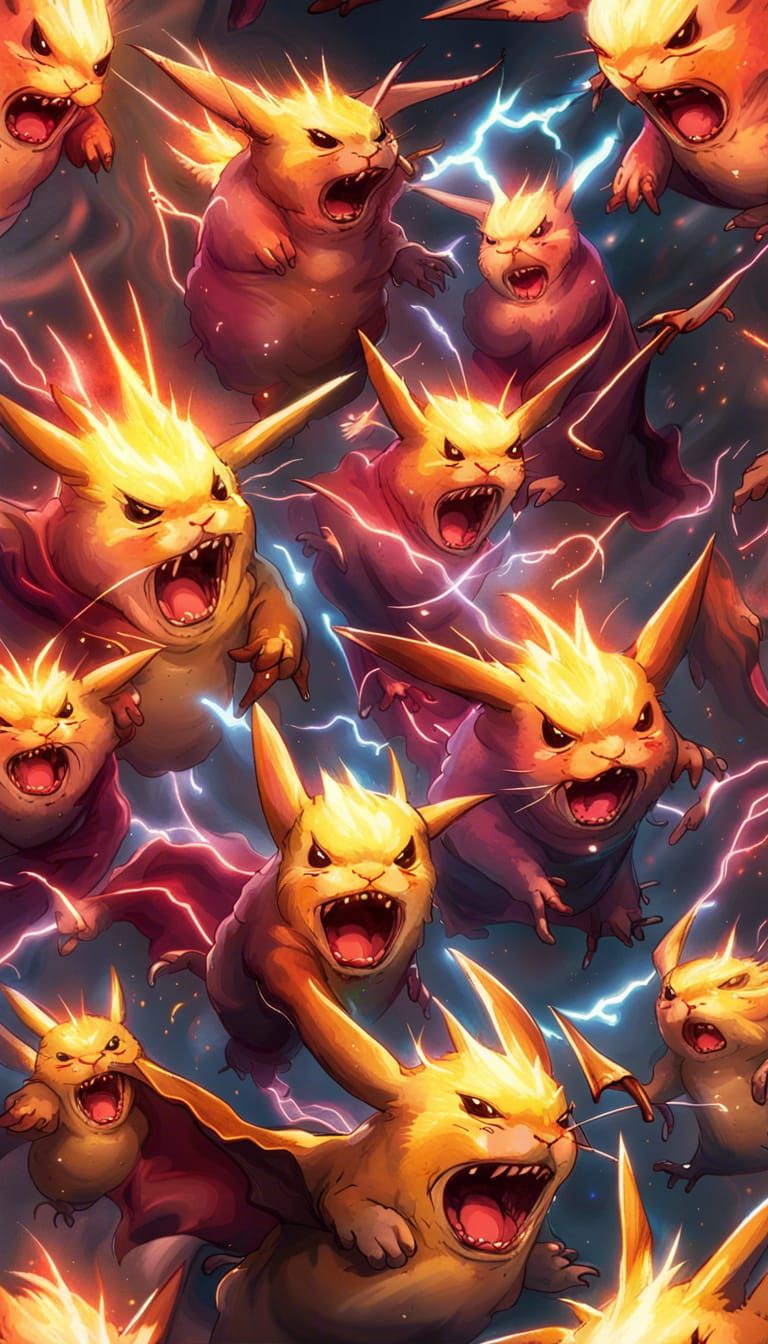 Angry Slayer Death Metal Pikachu mosh pit - AI Generated Artwork ...