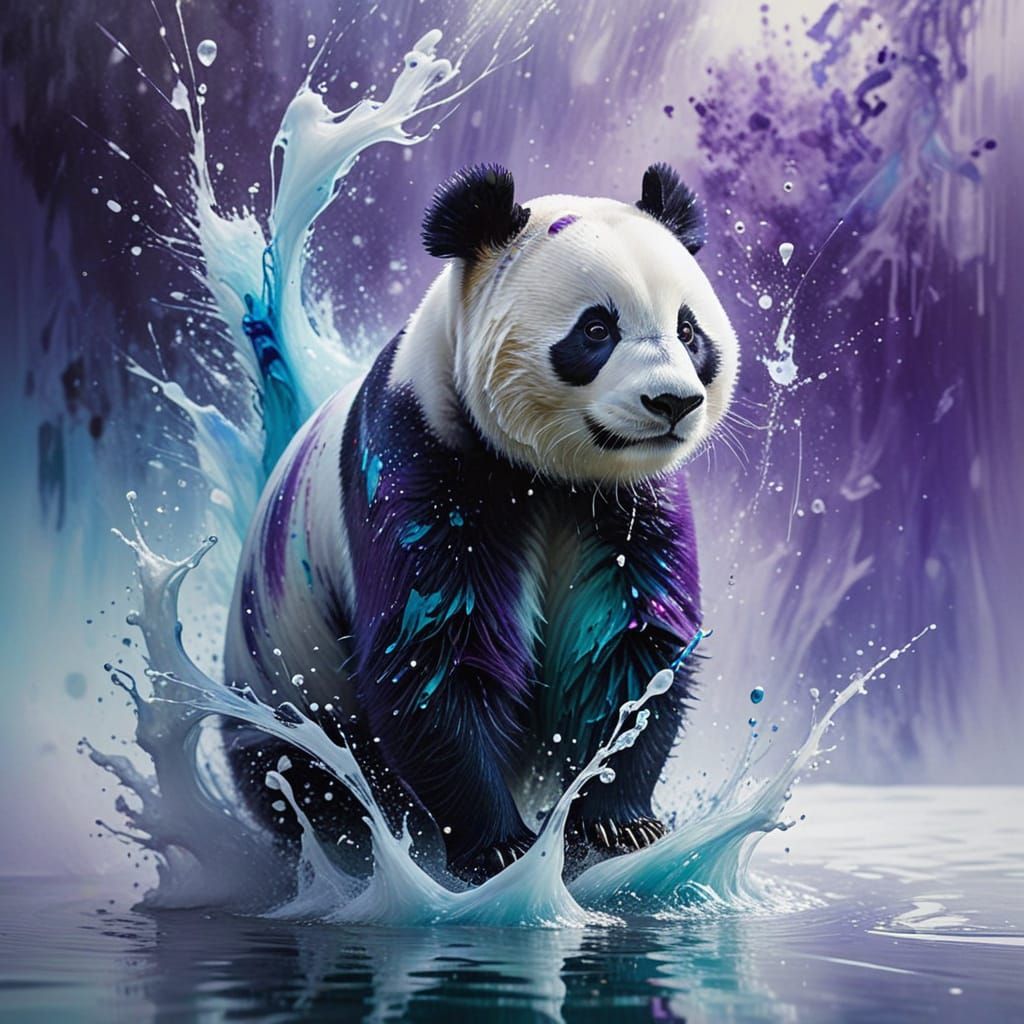 Ethereal Abstraction of a Panda Silhouette in Radi... - AI Art