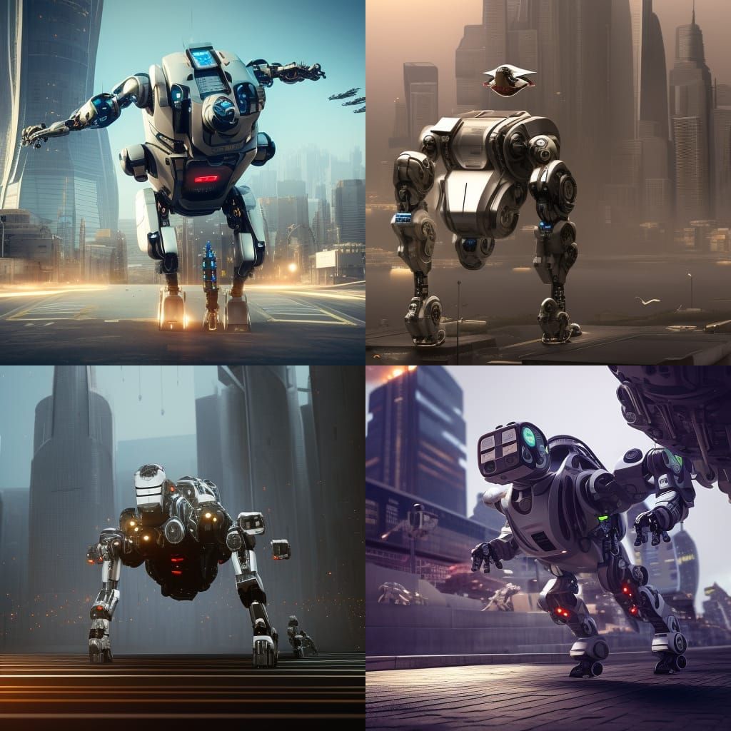 robot goose chasing a city walking on legs - AI Generated Artwork ...