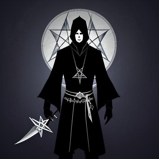 Occult dagger, symbpls, occult, curved blade, pentagrams on the blade ...