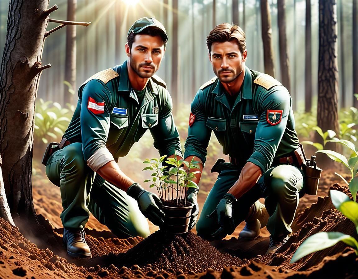 Forest Rangers Planting Tree Seedlings - AI Generated Artwork ...