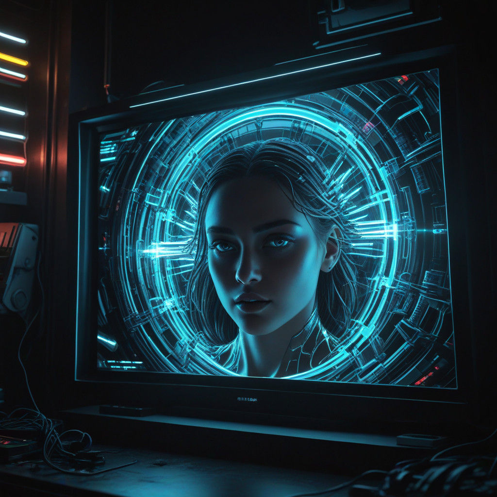 Cybernetic Entity Emerges from Pixelated Soundwave... - AI Art