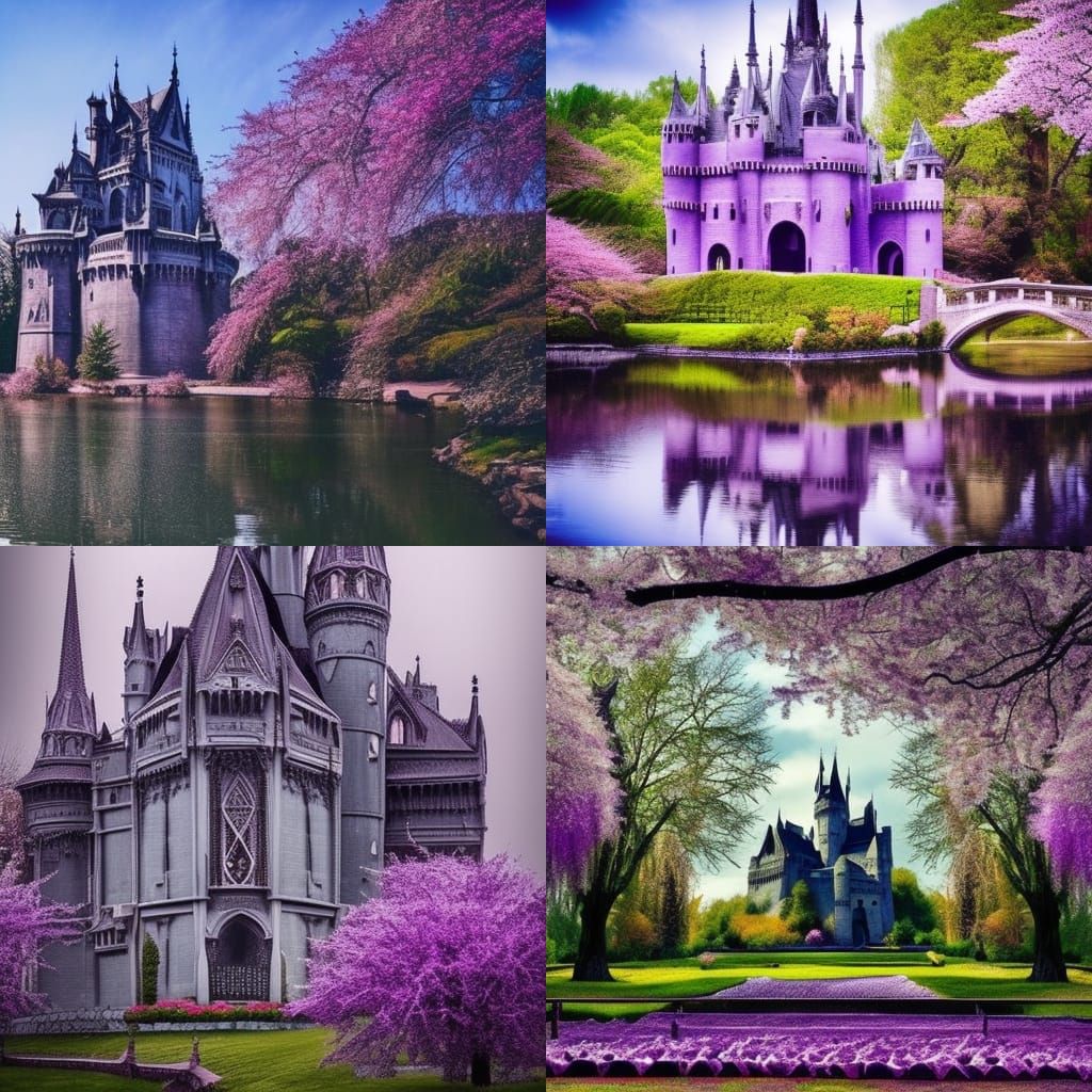 Gothic amethyst crystal Castle with moat and drawbridge& Beautiful ...
