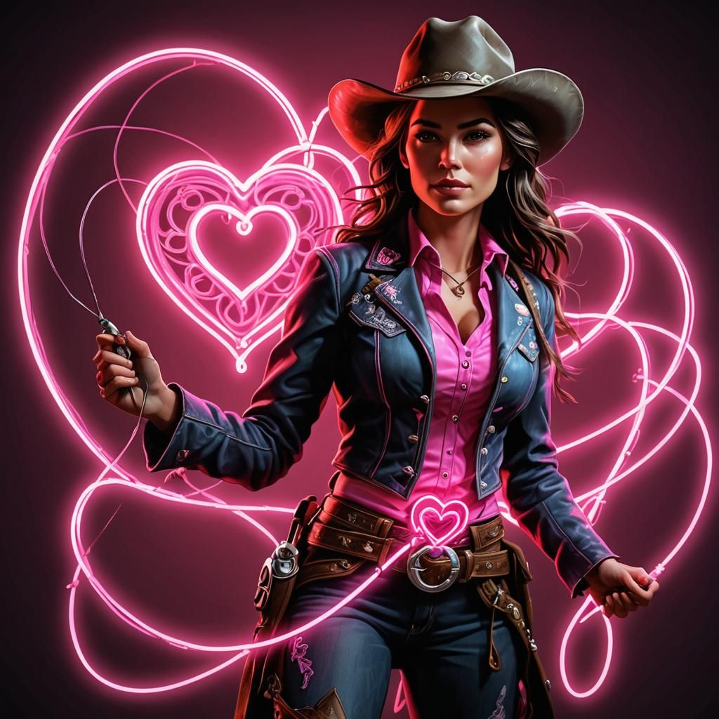 Cowgirl catches a heart with her lasso - AI Generated Artwork - NightCafe Creator
