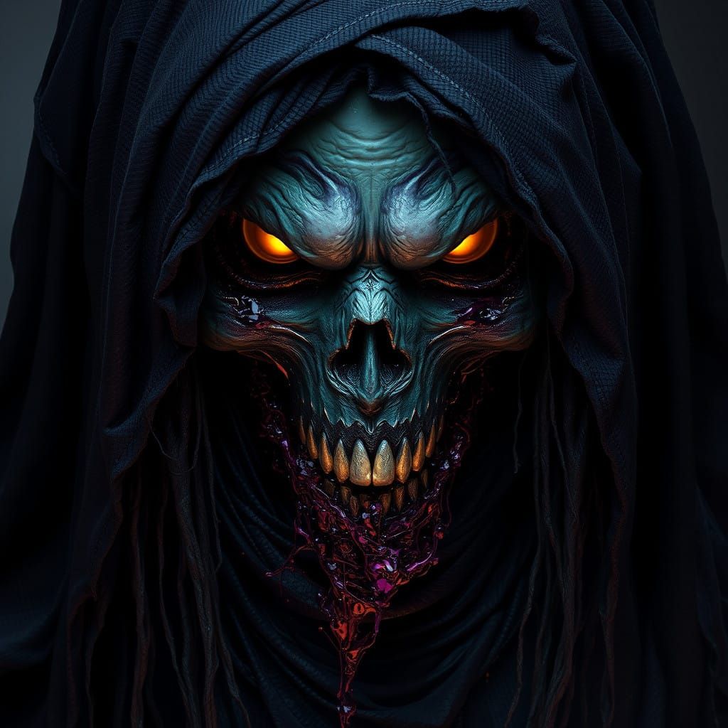 Dark Fantasy Death Witch in Tattered Rags Masterpi... - AI Art