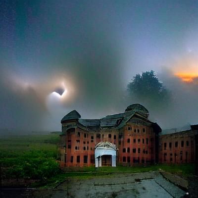 An Abandoned Asylum Surrounded by Fog During a Solar Eclipse (Artistic ...