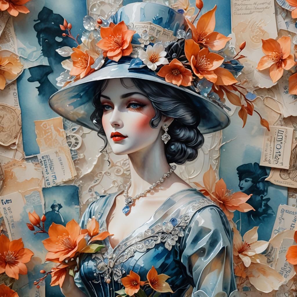 Mixed Media Lady orange3 - AI Generated Artwork - NightCafe Creator