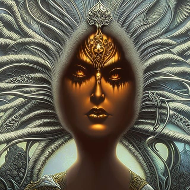 "Peacock feathers and alien flowers" intricately detailed Splash art ...