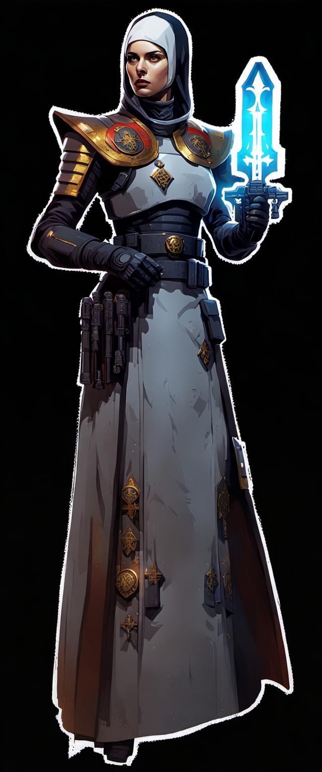 Futuristic Soldier Nun in Warhammer 40k Style - AI Art