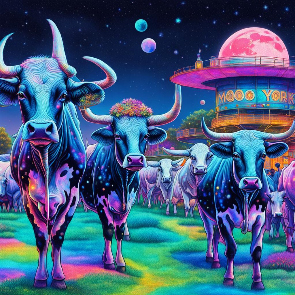 cosmic cOws of Moo-York 🐮 🛸 - AI Generated Artwork - NightCafe Creator