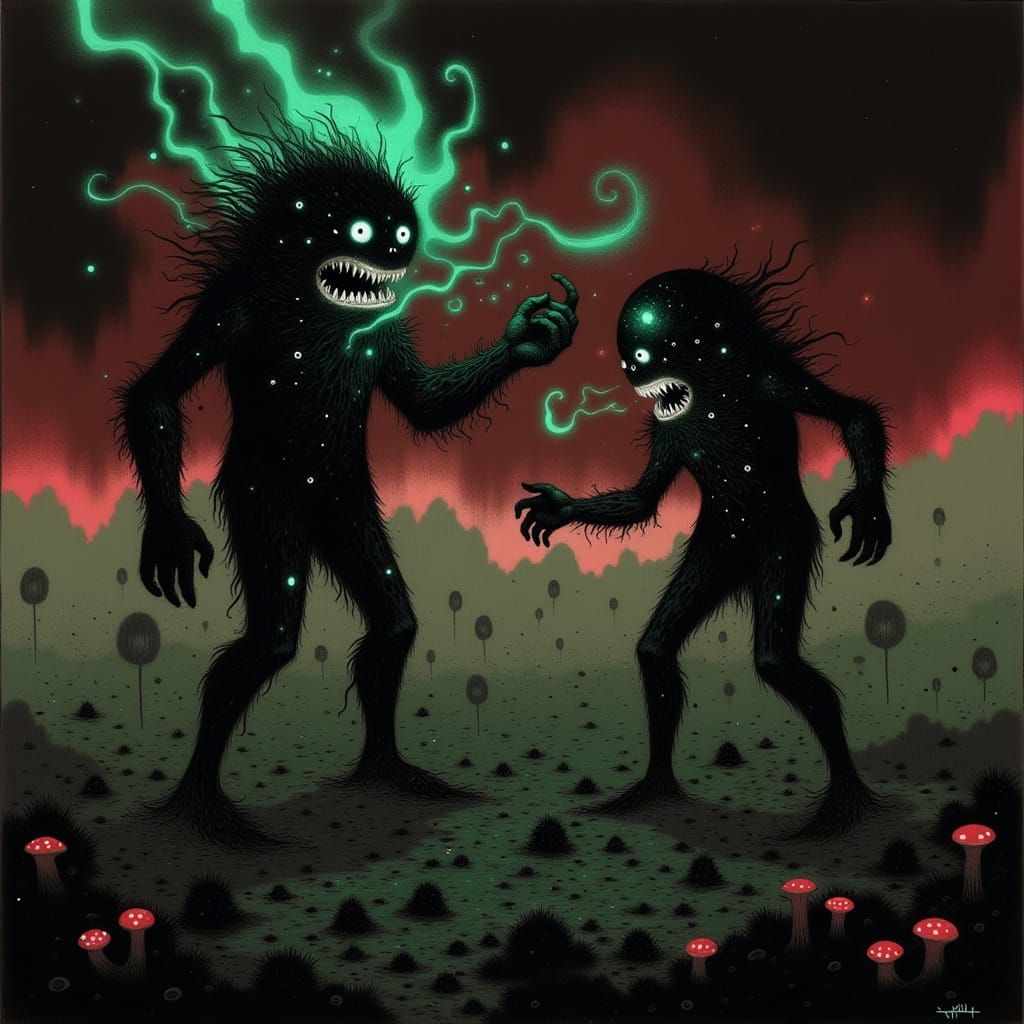 Dark Fantasy Battle: Twisted Swamp Elementals Clas... - AI Art