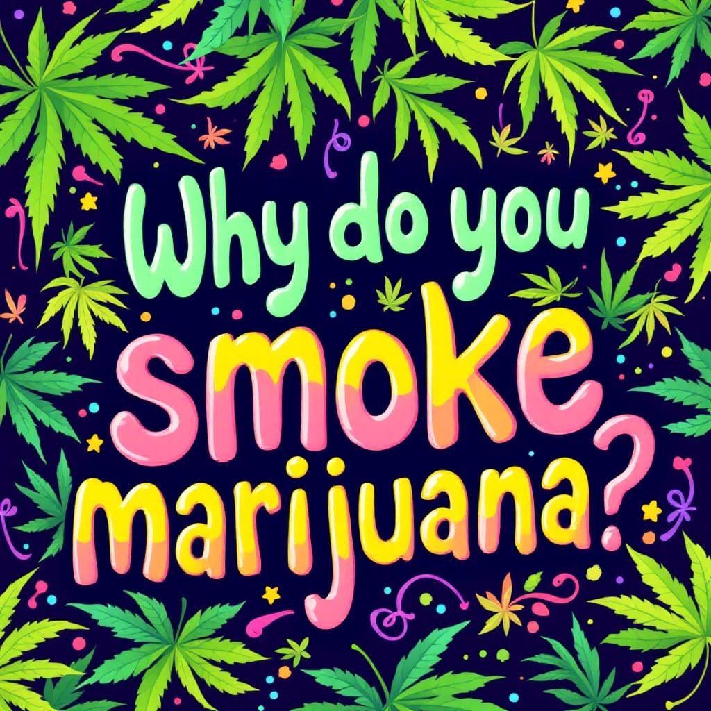 Whimsical Marijuana Mural in Bright Colors - AI Art