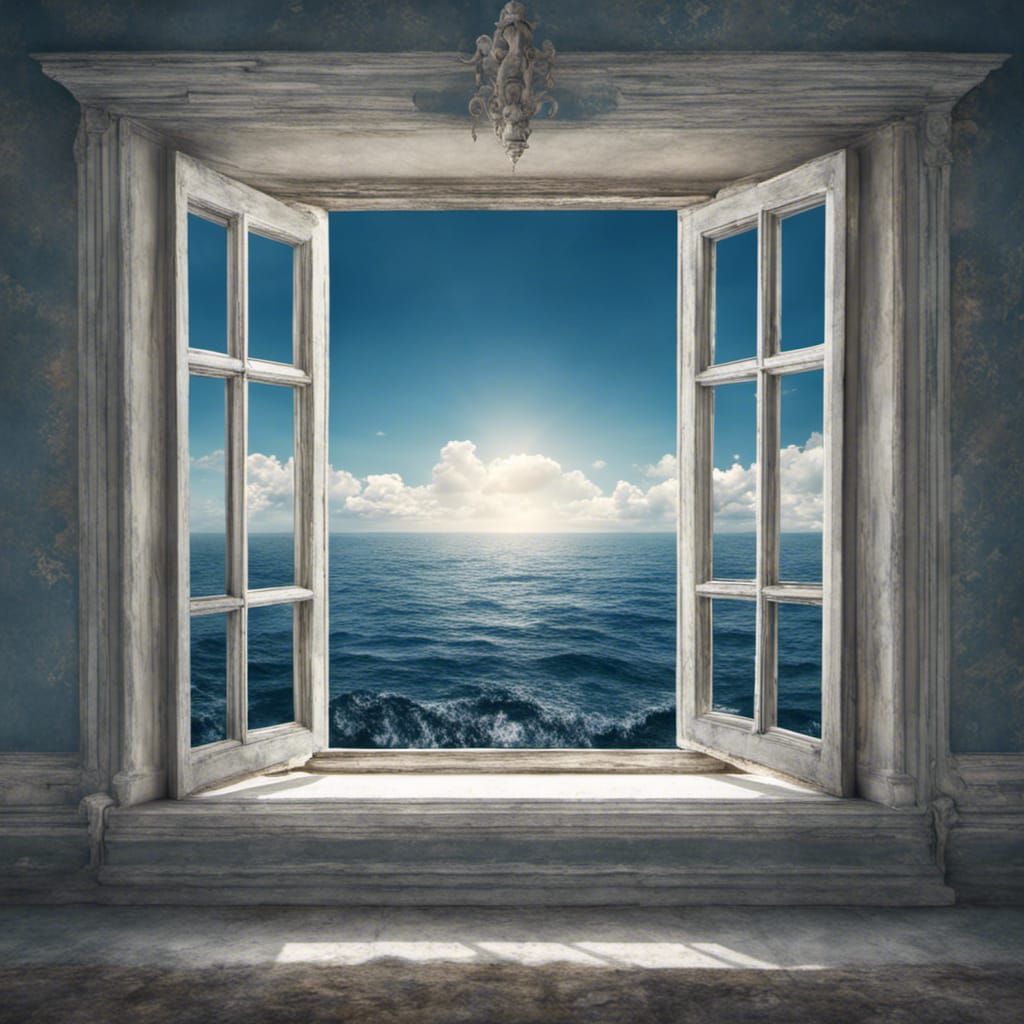 Window Looking out towards the Ocean Blending into the Sky - AI ...