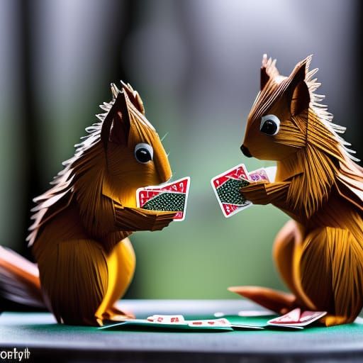 red squirrels playing poker - AI Generated Artwork - NightCafe Creator