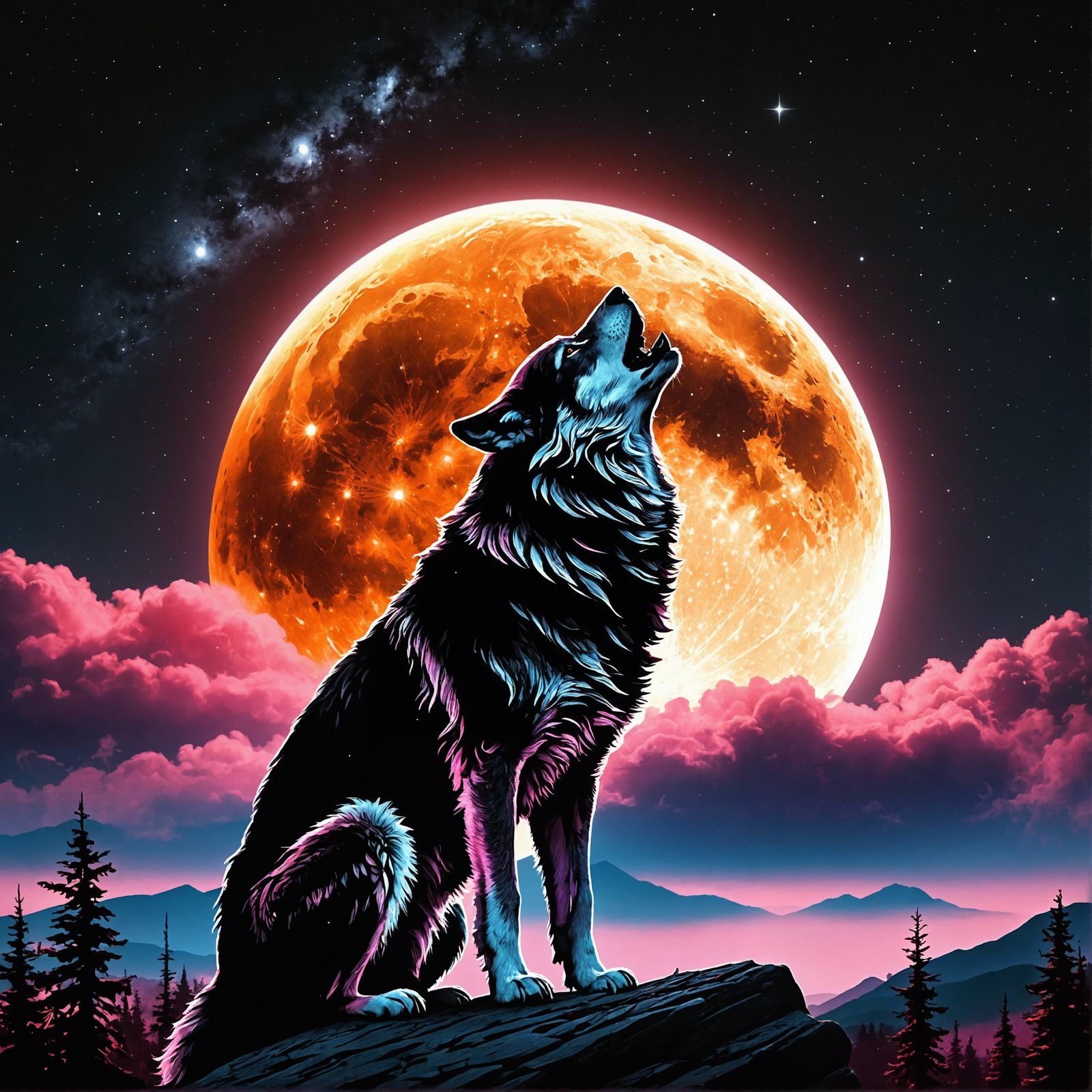Howling at the Moon - AI Generated Artwork - NightCafe Creator