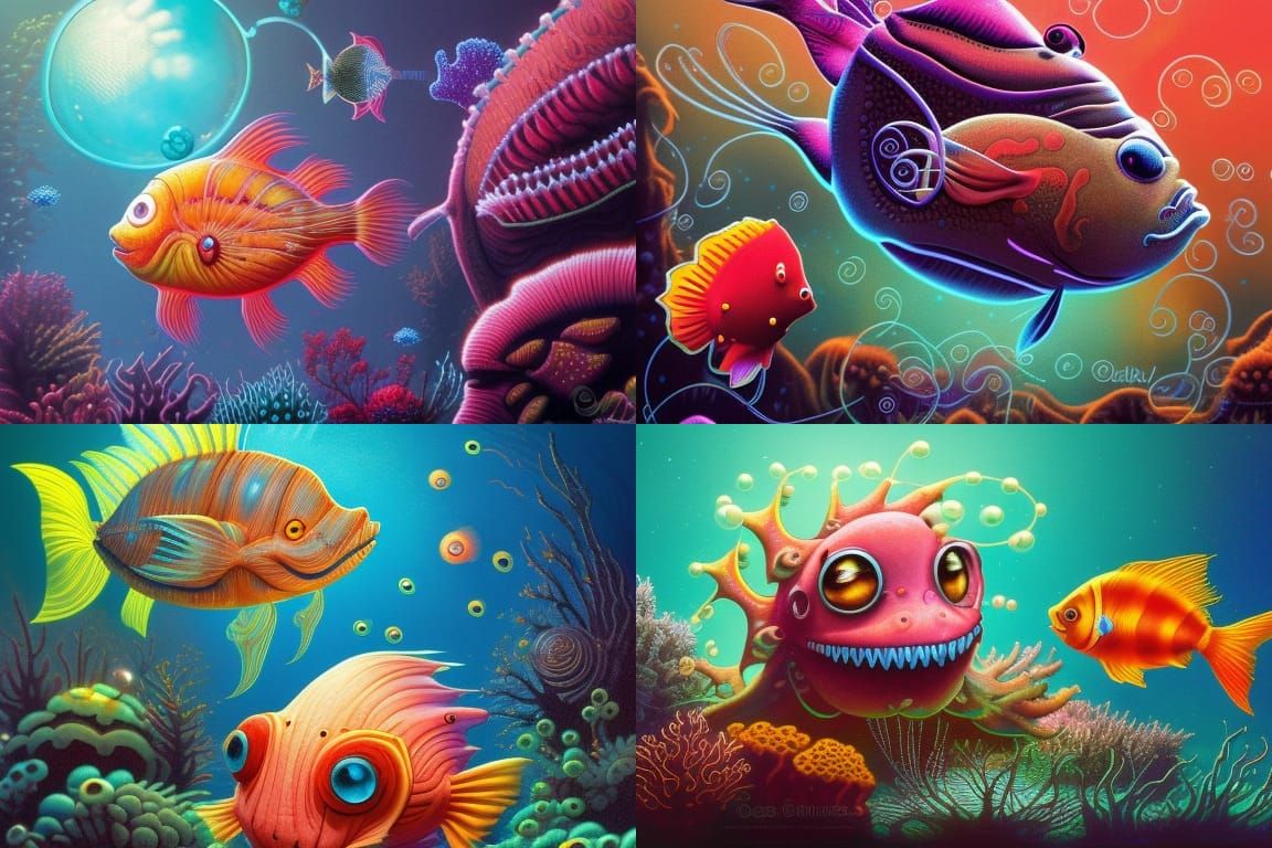 A stunning portrait stock photo of a cute bio-mechanical angler fish in ...