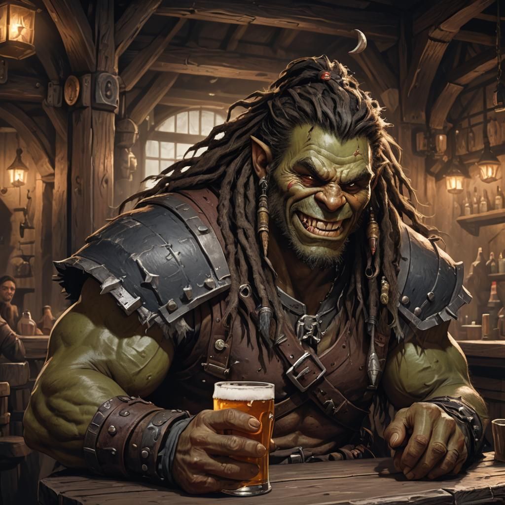 Ork Brute Drinking - AI Generated Artwork - NightCafe Creator