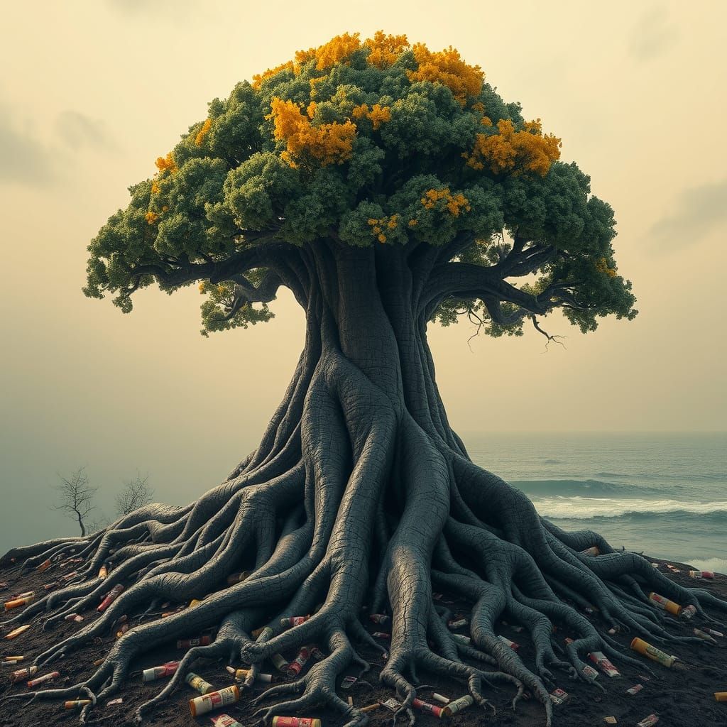 Ancient Tree Symbolizes Global Burden of Chronic D... - AI Art