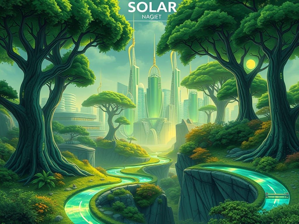 solarpunk-inspired place to live, - Ethereal Solarpunk Metro...