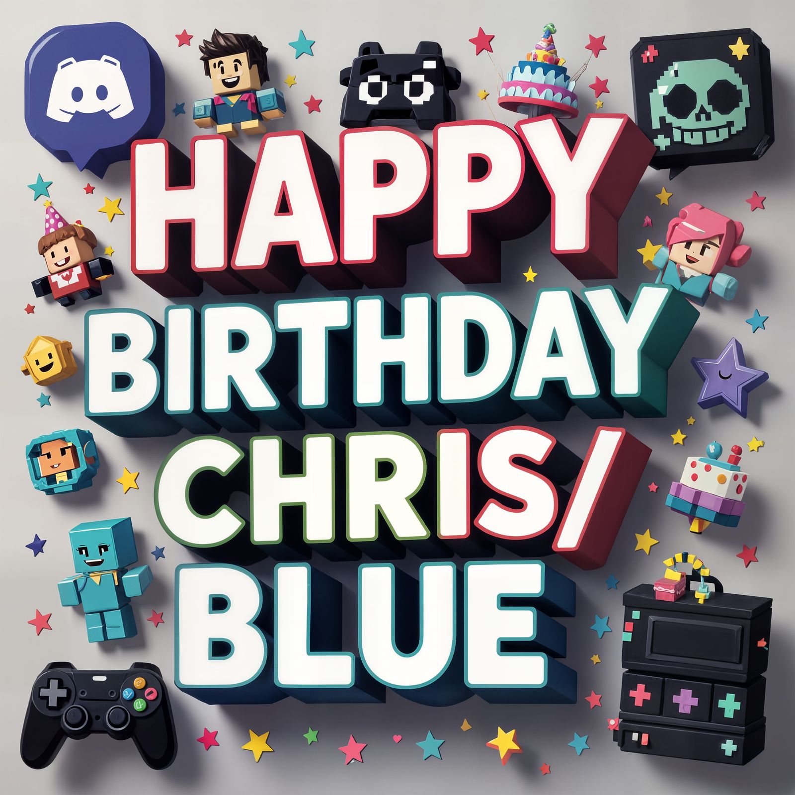 Roblox and Discord Themed Birthday Sign - AI Art