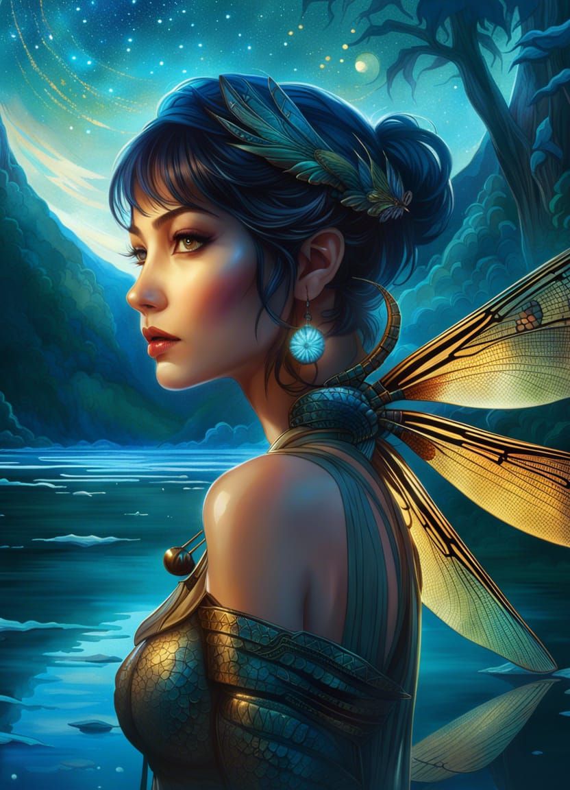 Lady Dragonfly - AI Generated Artwork - NightCafe Creator